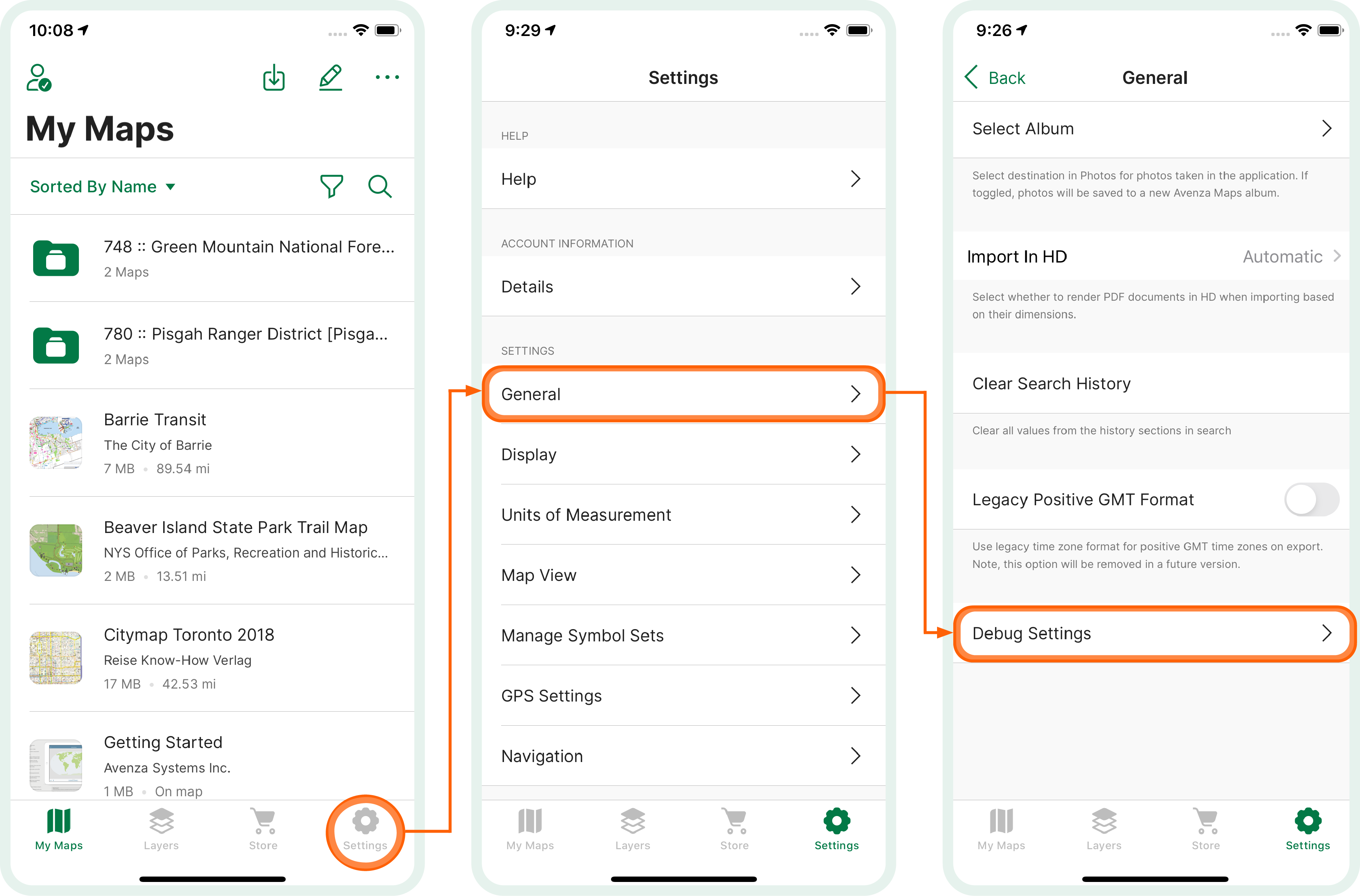 Debug Settings – Avenza Maps